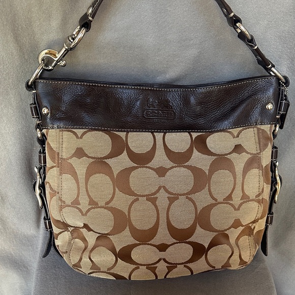Coach | Bags | Coach Zoe Signature Jacquard Leather Hobo Handbag Purse ...